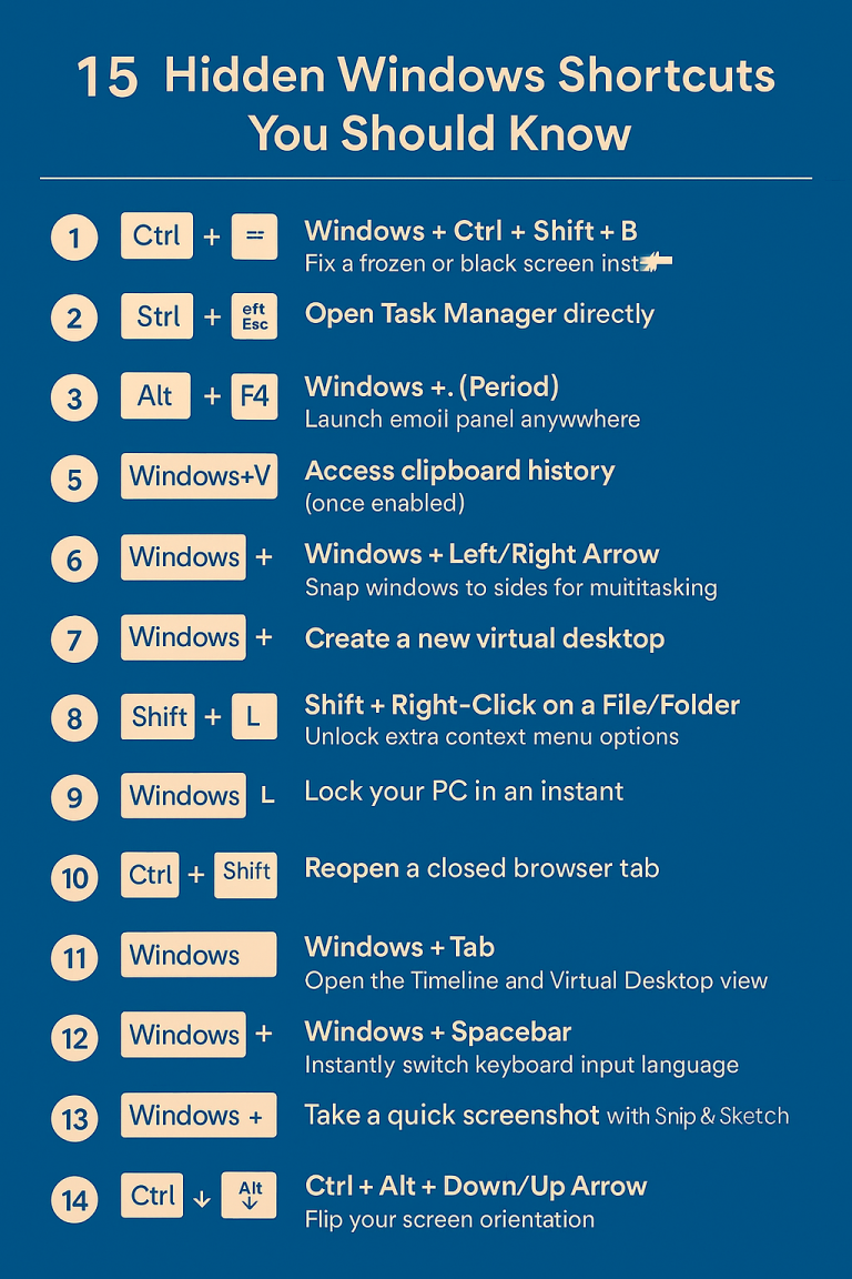 15 Hidden Windows Shortcuts: Useful for Tech Personnel